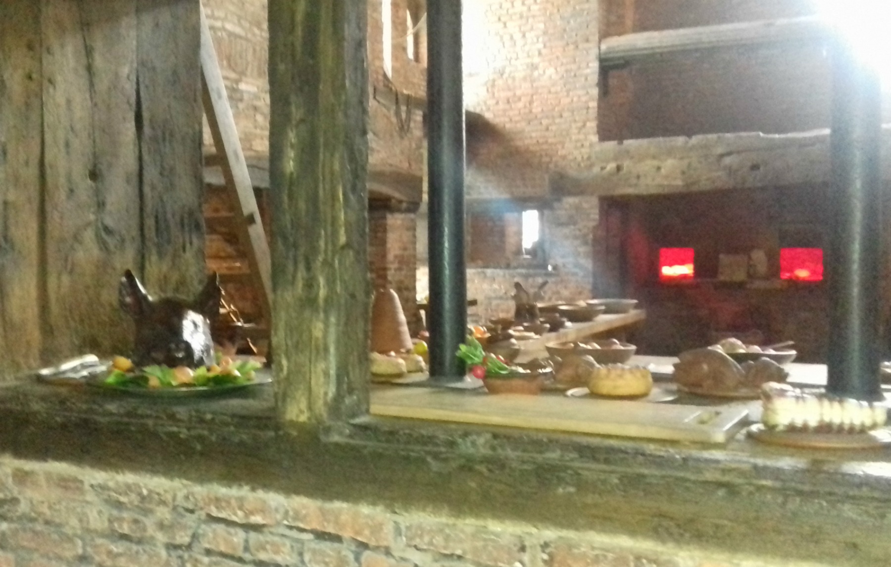 Looking through the servery hatch into the kitchen – Millie Thom