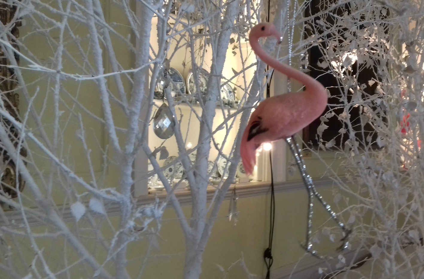 Close up of flamingo tree decoration Long Gallery – Millie Thom